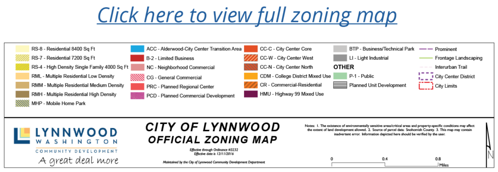 Zoning-Map-legend - Source: City of Lynnwood | Kinzer Partners